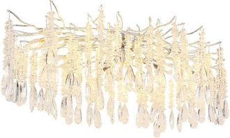 Globo Lighting Deckenleuchte Deckenlampe Wohnzimmerlampe Metall silber Glaskristalle L 100 cm