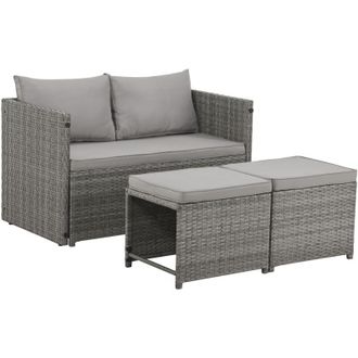 SVITA ATHINA Sitzgruppe Outdoor Gartenm&ouml;bel Set Balkonm&ouml;bel Polyrattan Grau