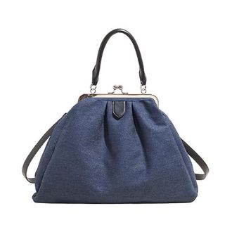 Generic Sac &agrave; bandouli&egrave;re r&eacute;tro pliss&eacute; pour femme - Grande capacit&eacute; - Pour voyage, shopping, travail, usage quotidien, bleu, 16.93x11.81x1.97inch