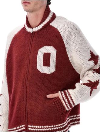 Obey Homme, Vestes, Rouge, Taille: L Star Letterman Knit Cardigan