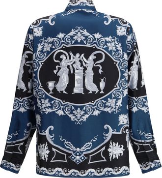 Versace Hall of Heroes Printed Silk Twill Shirt - Black