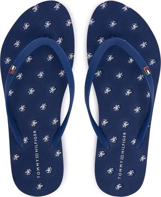 Tommy Hilfiger Zehentrenner Tommy Hilfiger Repeat Logo Platform FW0FW09199 Dunkelblau