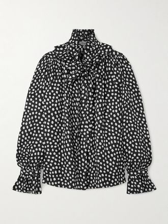 Chloé Chemisier En Jacquard De Soie À Pois Et À Liens - Noir