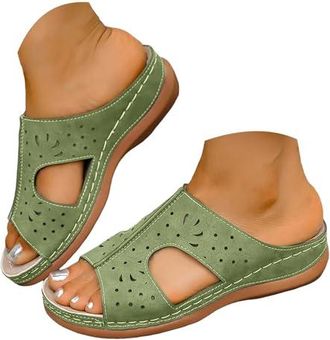 Generic Sandales orthop&eacute;diques pour femme - Chaussures d&eacute;t&eacute; habill&eacute;es et confortables avec soutien de la vo&ucirc;te plantaire - Tongs antid&eacute;rapantes en cuir synth&eacute;