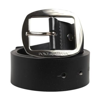 Dolce & Gabbana Homme, Accessoires, Noir, Taille: ONE Size Ceinture en cuir noir avec boucle en métal