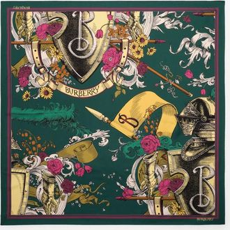 Burberry Foulard en soie Knight style gravure