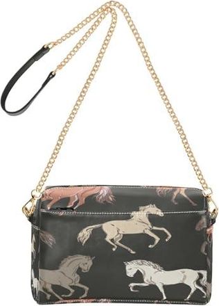 HMZXZ Sacs à bandoulière en cuir pour femme avec motif animaux de course - Petit sac à main à bandoulière - Cheval