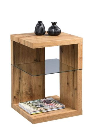 Beauty.Scouts Beistelltisch Neville 40x60x40cm Wildeiche ge&ouml;lt Ablagen Tisch Kaffeetisch Beistelltisch Caffeetisch Sofatisch Dekotisch Glastisch Tisch Metalltisch