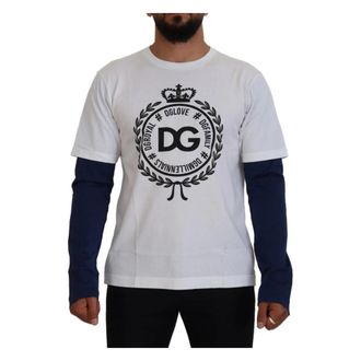 Dolce & Gabbana Wei&szlig; Blauer Crown Pullover - - Knitwear - Herren - Wei&szlig; - L