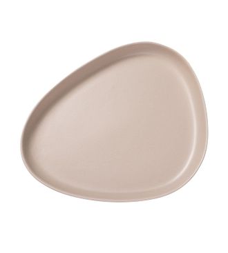 Lind DNA LindDNA Curve Servierplatte aus Steingut in der Farbe Sand, Ma&szlig;e: 35cm x 30cm x 3cm, 991429