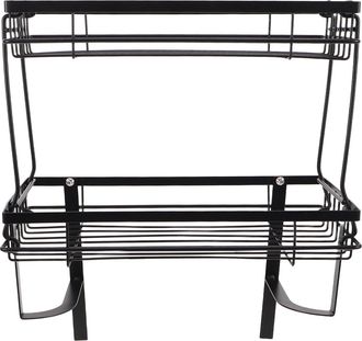 NUOBESTY Sewroro Toilettenregal ohne Bohren Doppellagiges Badregal aus Metall in Schwarz Platzsparender Badezimmer Organizer f&uuml;r Toilettenpapier und Badutensil