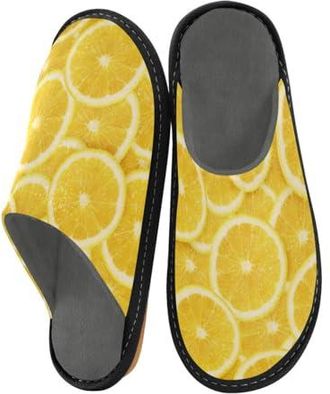 HMZXZ Pantoufles dété jaune citron pour homme et femme, motif fruits citron, pantoufles dintérieur pour la maison, la chambre à coucher, les voyages, multic