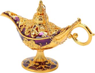 ZJchao Legend Arabische Lampe, Vintage-Zinklegierung, Wunschlicht, 3D-Pr&auml;gemuster, Dekorative Beleuchtung f&uuml;r Zuhause, Party, Hochzeit, Dekoration, Gold und 