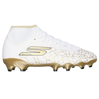 Skechers SKX 1.5 Fu&szlig;ballschuhe mit festem Boden f&uuml;r Herren (Wei&szlig;/Schwarz/Gold)