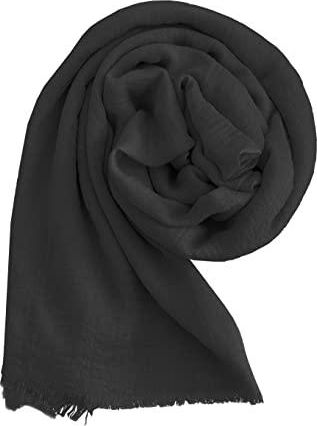 JOPHY & CO. Écharpe/étole/couvre-épaule femme 100% Viscose élégant doux (cod. 2302) (2302/3pc, noir), Noir, Taille unique