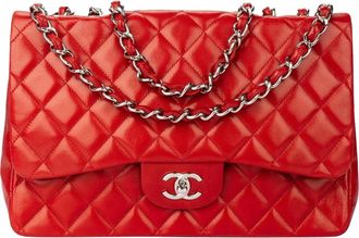 Chanel Crossbody Bags - Chanel Quilted Lambskin Palladium Jumbo Single Fla - Gr. unisize - in Bunt - f&uuml;r Damen
