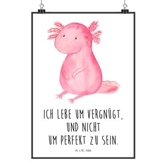 Mr. & Mrs. Panda Bild Axolotl Niedlich DIN A4 - Geschenk, Liebe, Weisheit, Freundin, Wanddekoration, wanddeko, Lebensweisheit, Zufrieden, Kunstdruck, Poster, drucke