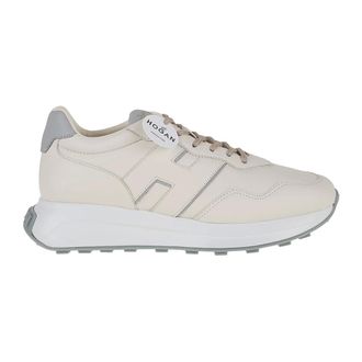 Hogan Femme, Chaussures, Beige, Taille: 40 EU Baskets en Cuir avec D&eacute;tail H