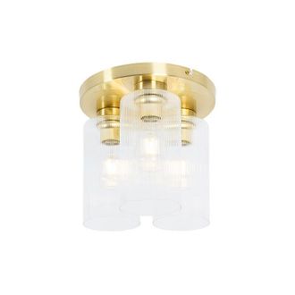 QAZQA Art-Deco-Deckenleuchte Gold mit Glas 3-flammig - Laura