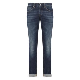 Dondup Homme, Jeans, Bleu, Taille: W35 Jean en Coton Bleu avec Broderie