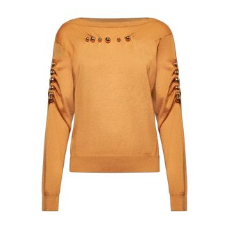 Silvian Heach Femme, Pulls, Brun, Taille: 40 FR Haut avec détail de lettrage et fronces