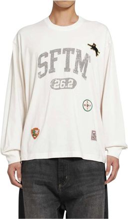 Song for the Mute Homme, Tops, Blanc, Taille: XL Sftm 26.2 Pull &agrave; col rond oversize