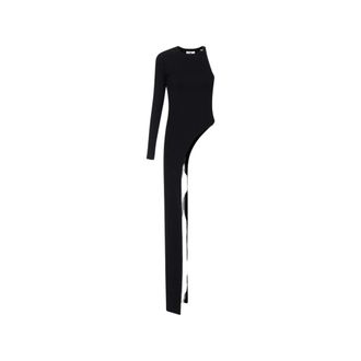 Elisabetta Franchi Oberteil aus gl&auml;nzendem Jersey - - Jumpsuits & Playsuits - Damen - Schwarzk - L