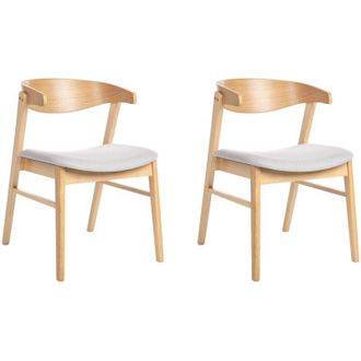 Beliani Esszimmerstuhl 2er Set LILLY Holz Hellgrau