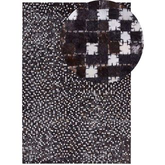 Beliani Beliani - Teppich Braun Silber Leder 140 x 200 cm Mosaik Patchwork