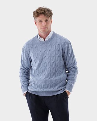 van Laack Rundhals Pullover mit Zopfmuster und Kaschmir