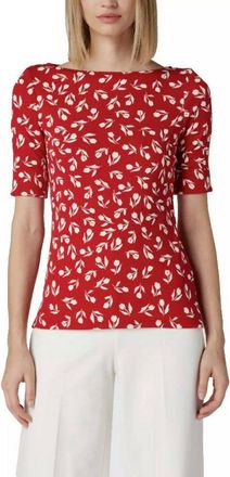 Lauren Ralph Lauren Blusentop Bluse mit Blumenmuster Blusentop Shirt T-shirt Tee Florales Muster, U-Boot-Ausschnitt, fixierte Ärmelabschlüsse