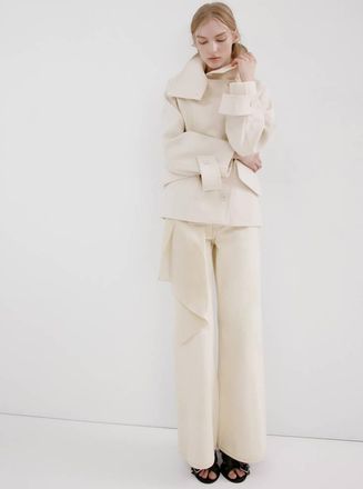 Mango Jean flare taille mi-haute &eacute;cru - Femme - 32 - MANGO