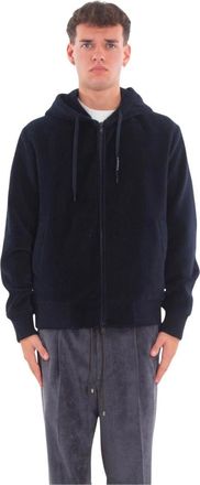 Circolo 1901 Homme, Sweatshirts et sweats &agrave; capuche, Bleu, Taille: M Corduroy Full Zip Sweat &agrave; capuche