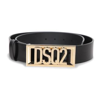Dsquared2 Ceinture en Cuir Noir avec Logo Sur&eacute;lev&eacute; - Homme - Accessoires - Noir - Taille: 95 CM
