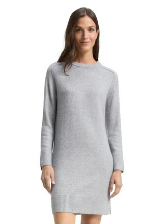 Tom Tailor Damen 1049488 Strickkleid in Melange-Optik, 21373-Medium Silver Grey, 36