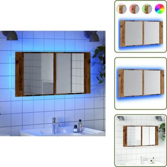vidaXL The Living Store - vidaXL Armoire &agrave; miroir led vieux bois 90x12x45 cm bois ding&eacute;nierie