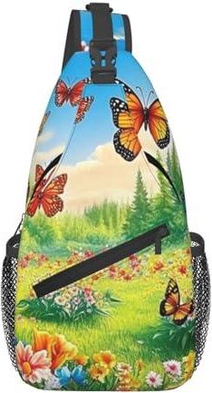 Generic Sac &agrave; dos &agrave; bandouli&egrave;re pour homme Motif papillons