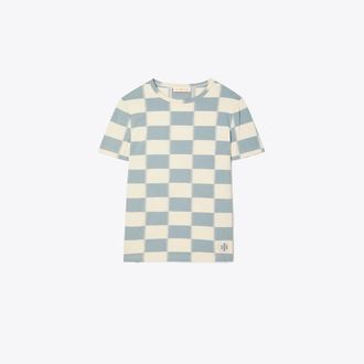 Tory Burch Damen T-Shirt mit Schachbrettmuster