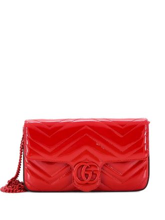 Gucci GG Marmont Flap Bag Matelasse Patent Mini crossbody bag - Rouge