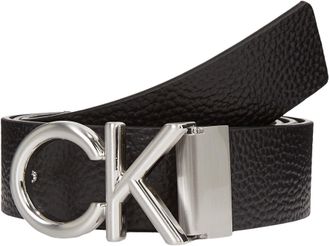 Calvin Klein Herren G&uuml;rtel Metal Monogramm-Schnalle, Schwarz (Ck Black Pebble), 100 cm