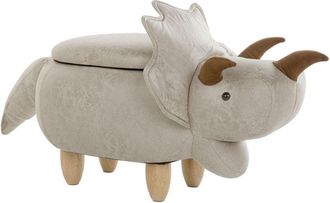 Beliani Tierhocker Hellgrau Polyester Schaumstoff Gummibaumholz 56 x 92 x 42 cm Modern Dino Polsterbezug Stauraum Kindermöbel Kinderzimmer