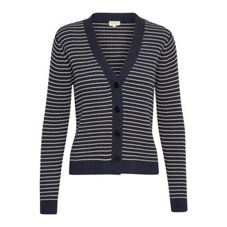Part Two Marine Gestreifter Cardigan mit V-Ausschnitt - - Knitwear - Damen - Mehrfarbig - S