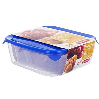 Curver 08927-139-00 Quadratische Frischhaltedose Fresh&Go, 4-er Set, transparent/blau