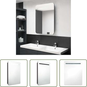 vidaXL Bad-Spiegelschrank - LED-Bad-Spiegelschrank Gl&auml;nzendes Grau 60x11x80 cm