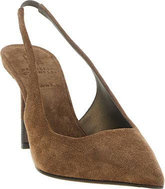 Brunello Cucinelli Calfskin Slingback Pumps - Brown