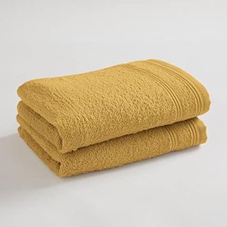 Univers D&eacute;cor Lot de 2 Serviettes invit&eacute; &eacute;ponge Spa 30 x 50 cm / 400 GR/m&sup2; (Jaune Ma&icirc;s, Lot de 2 Serviettes invit&eacute; Spa 30 x 50 cm)