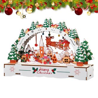 Generic Machen Sie es sich Holz Weihnachtsby | Beleuchtete Tischplatte Dekoration | Festliche Bydeen,F&uuml;r Enthusiasten B&uuml;cherregal Fensterbank B&uuml;cherregal Vitr