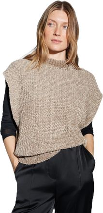 OPUS Damen Pullunder | PEXTO Loose Pullunder aus Chenillegarn warm Taupe, 36