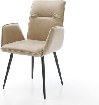 DELIFE Esszimmerstuhl Vinja-Flex Mikrofaser Beige Vintage 4-Fuß konisch Schwarz, Esszimmerstühle