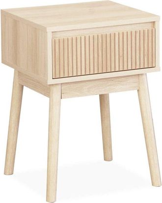 Sweeek Sweeek - Table de chevet avec un tiroir. Panneaux stratifiés couleur naturelle. Pied en bois de sapin. l 39 x 39 x h 55.4cm linear